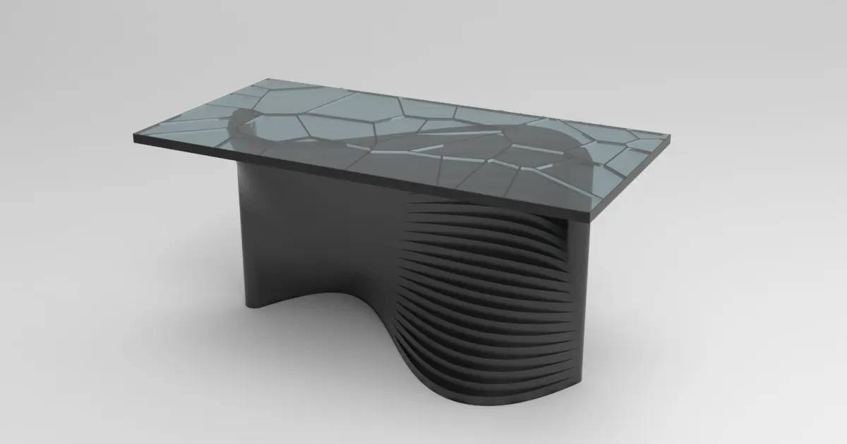 Table Curved: 3D/2D Parametric Model - Customize and download the 3D model