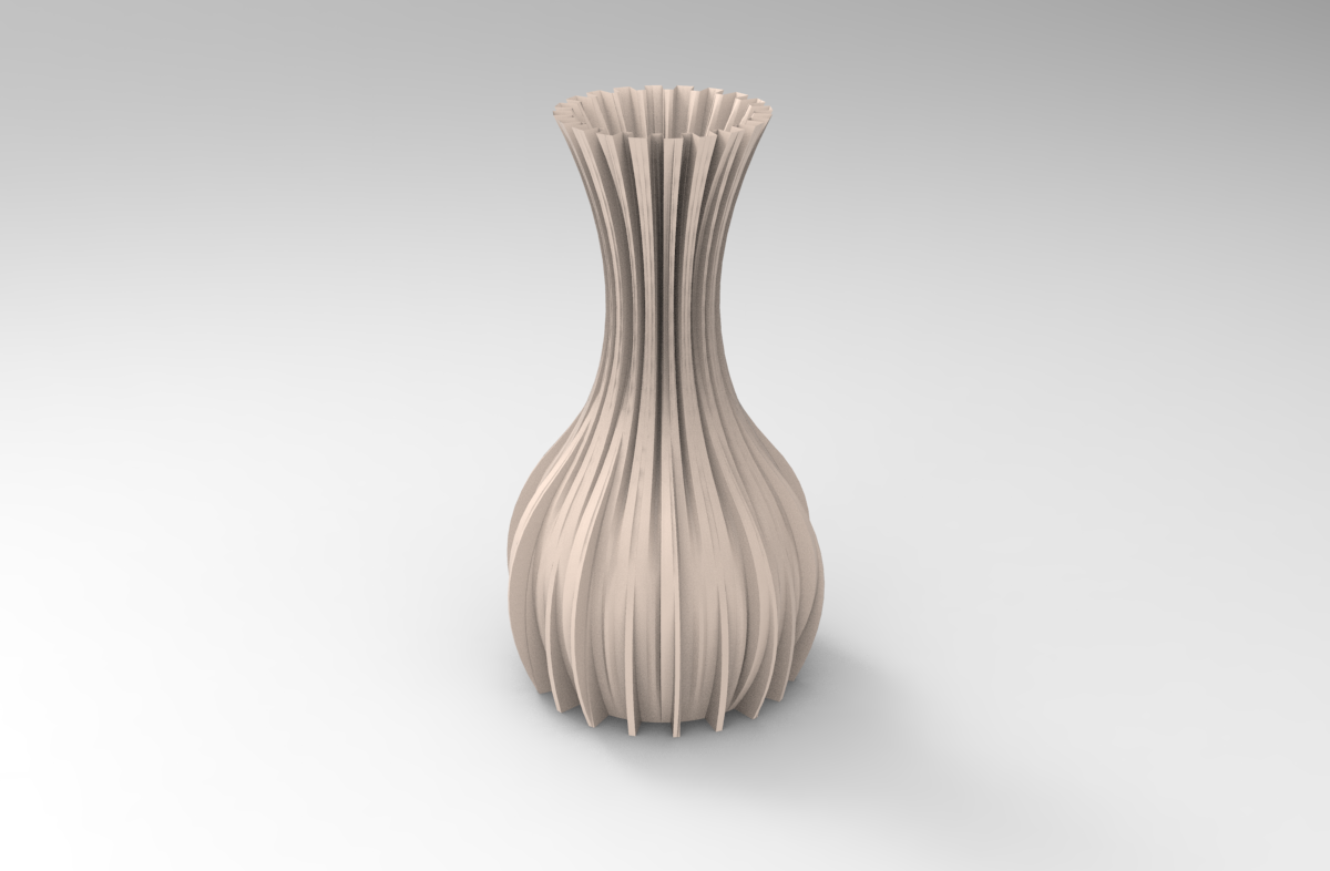 Curved Vase: 3D Parametric Model - Customize and download the 3D model