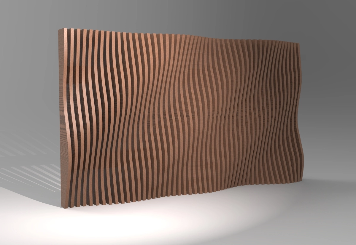 Wavy Wooden Decorative Wall 2D/3D Parametric Model - Customize and download the 3D model
