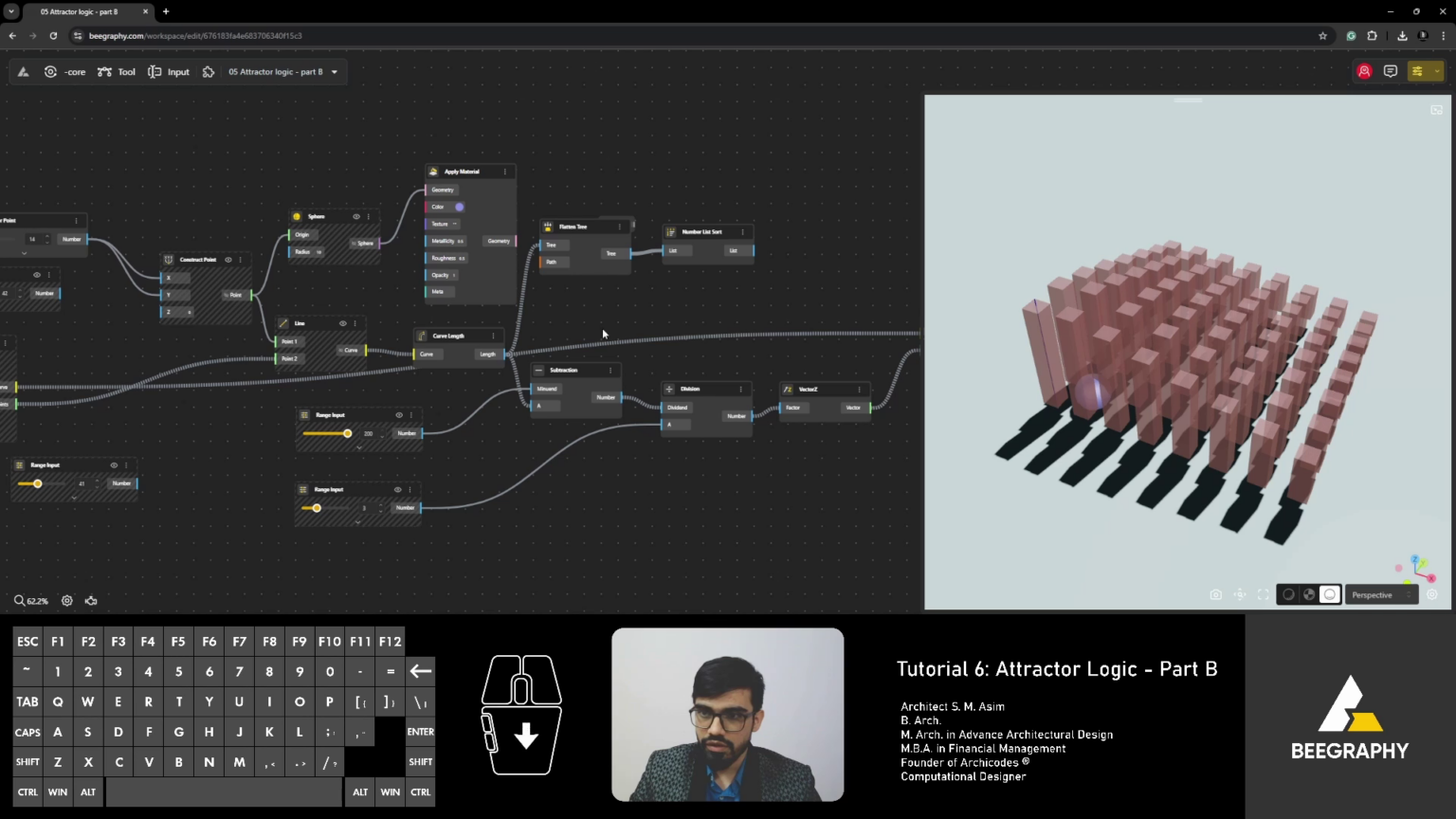 BeeGraphy Tutorial 6 - Mastering Attractor Logic - Combining Rotation, Scaling, and Height ...